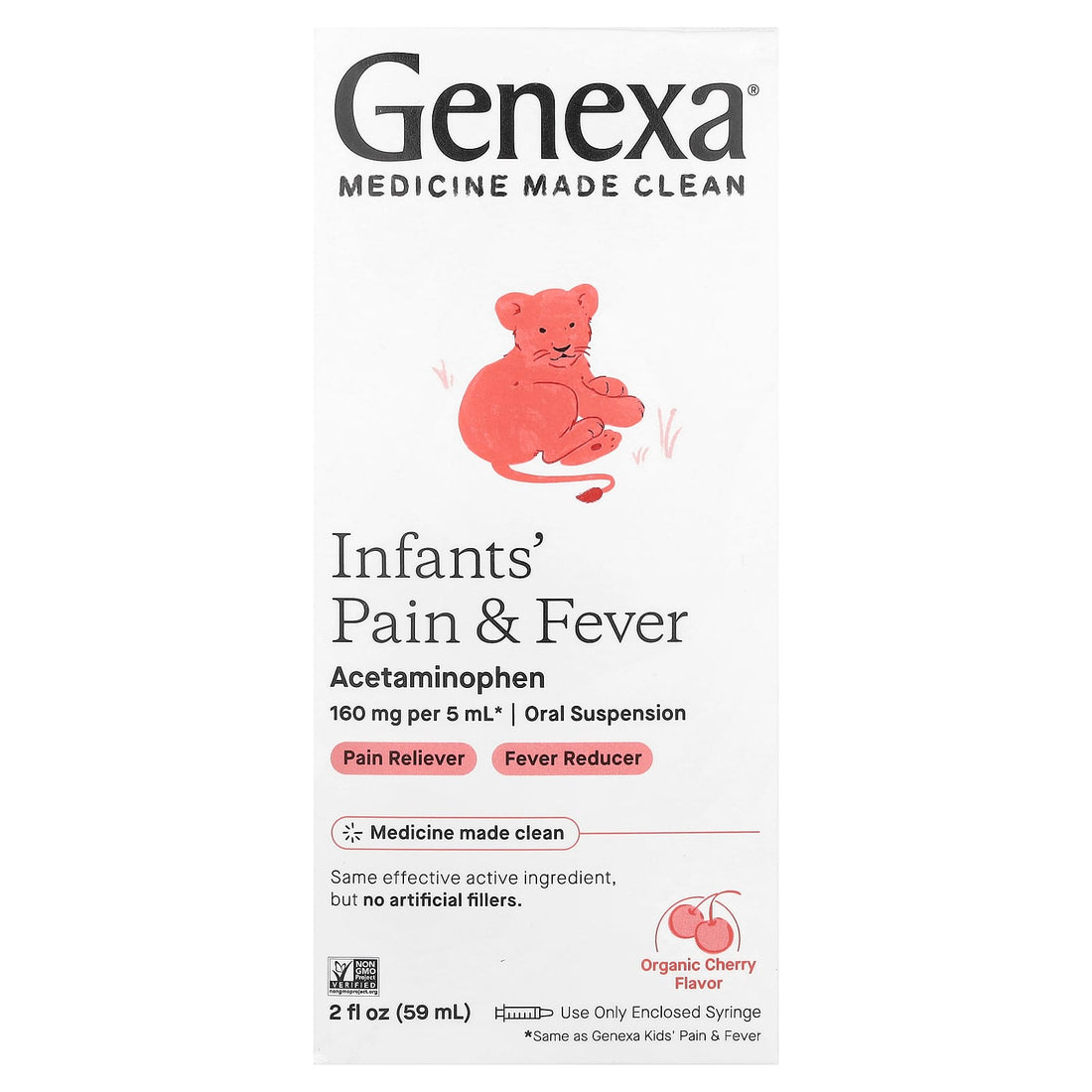 Genexa, Infants' Pain & Fever, Organic Cherry, 160 mg, 2 fl oz (59 ml ...