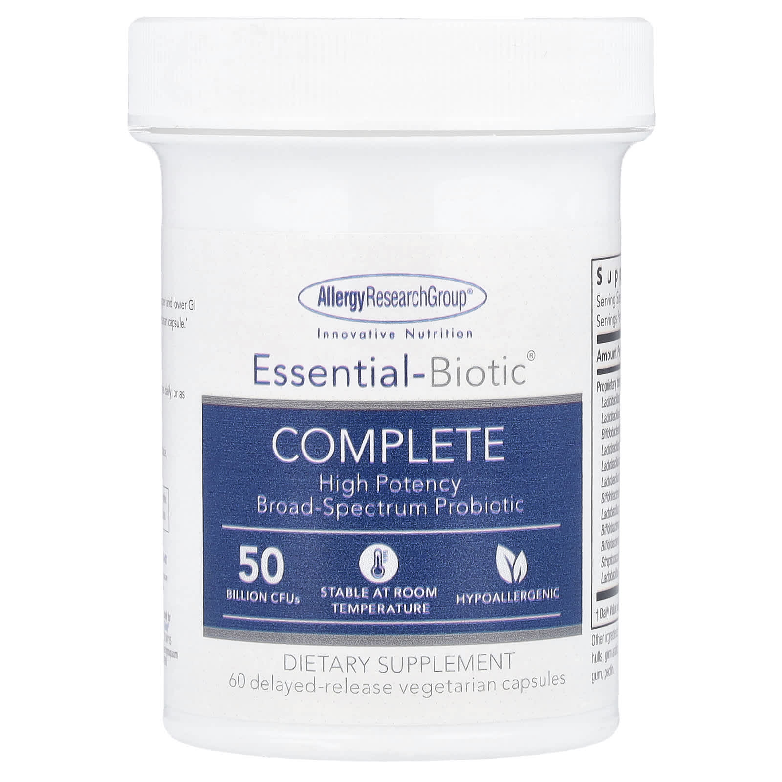 Allergy Research Group, Essential-Biotic® Complete, 50 Billion CFUs, 6 ...